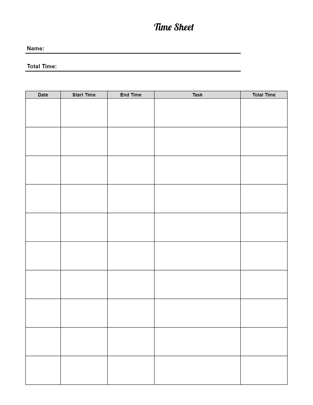 Simple Time Sheets - Etsy