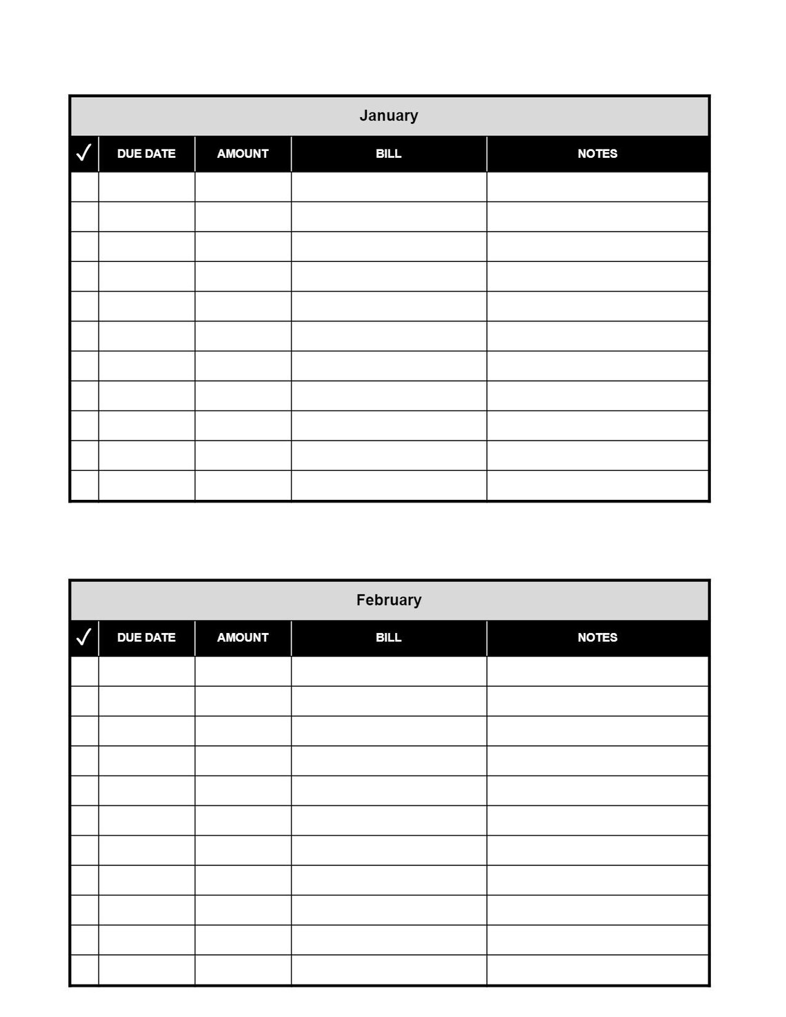 Simple Bill Log - Etsy