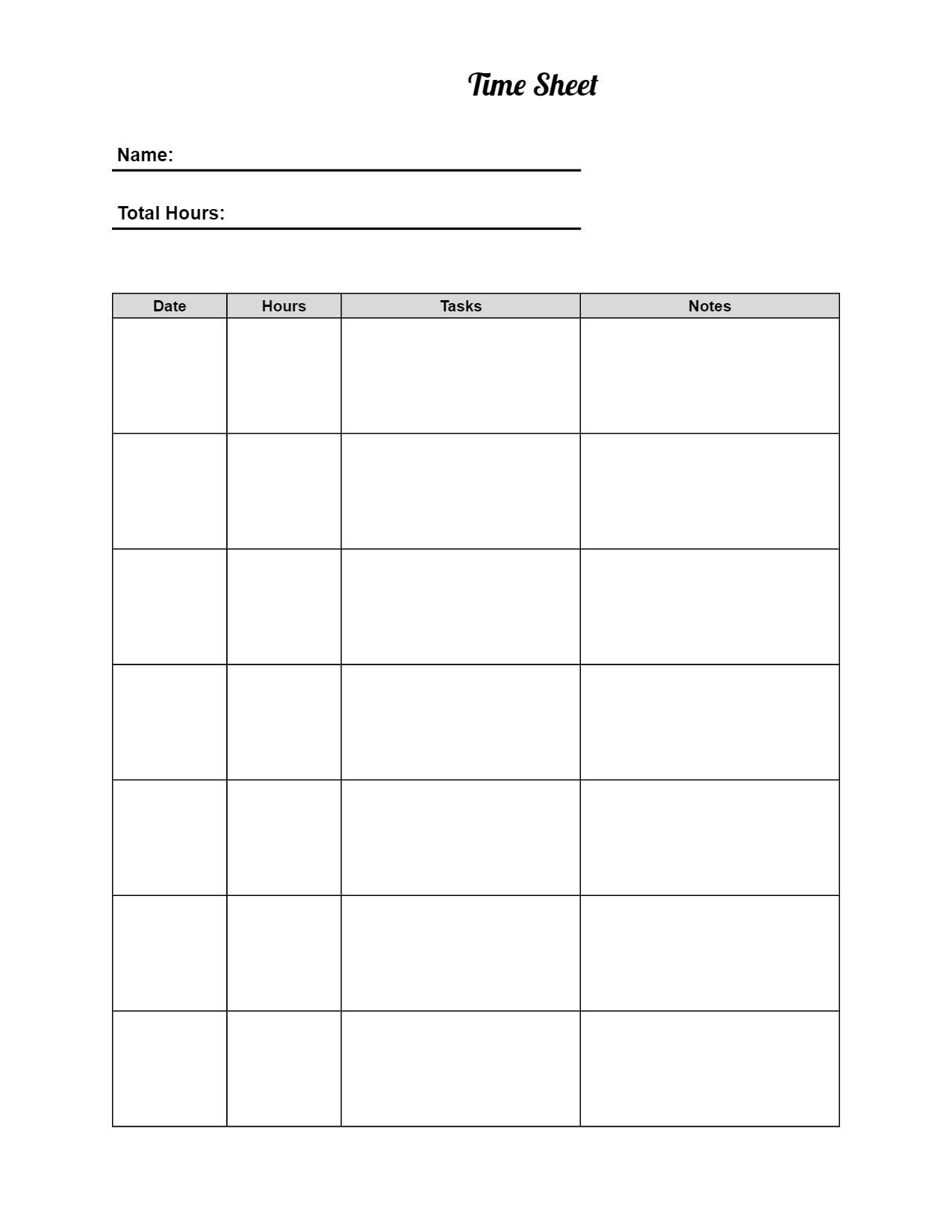 Simple Time Sheets - Etsy