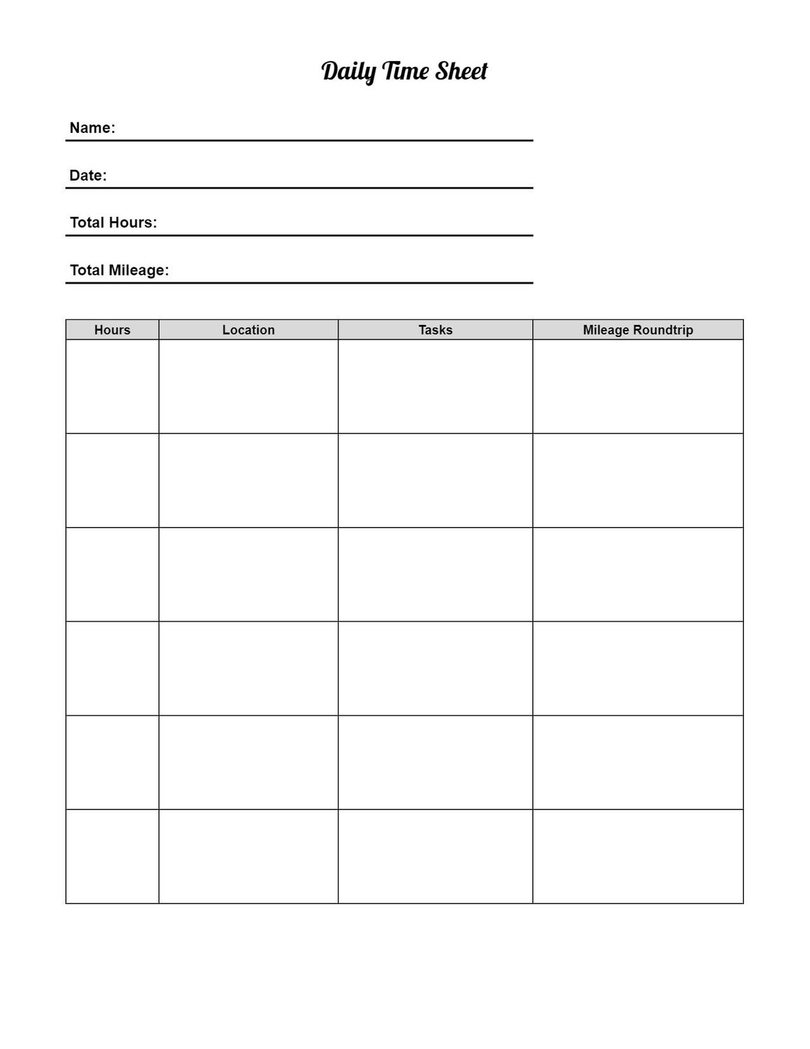 Simple Time Sheets - Etsy