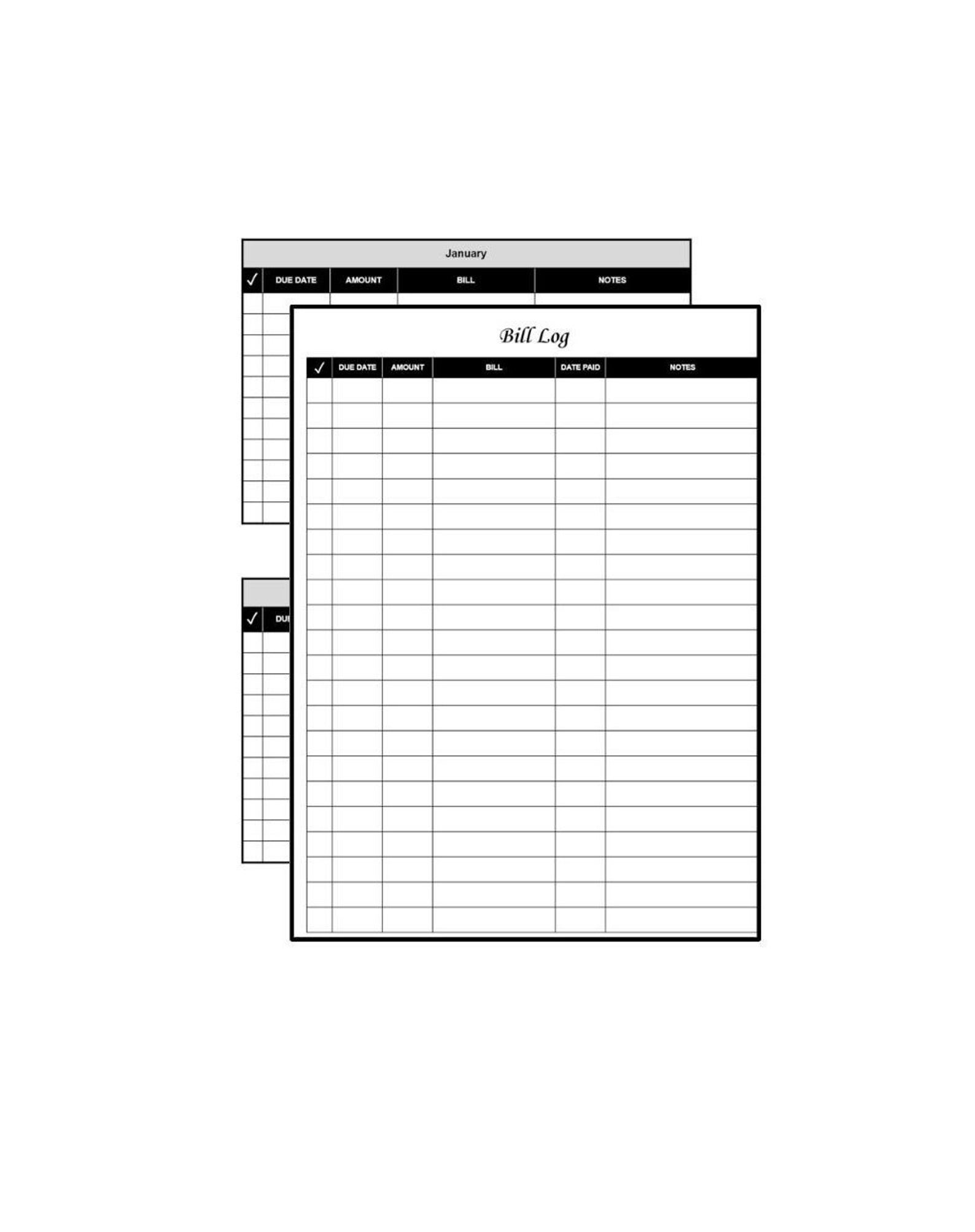 Simple Bill Log - Etsy