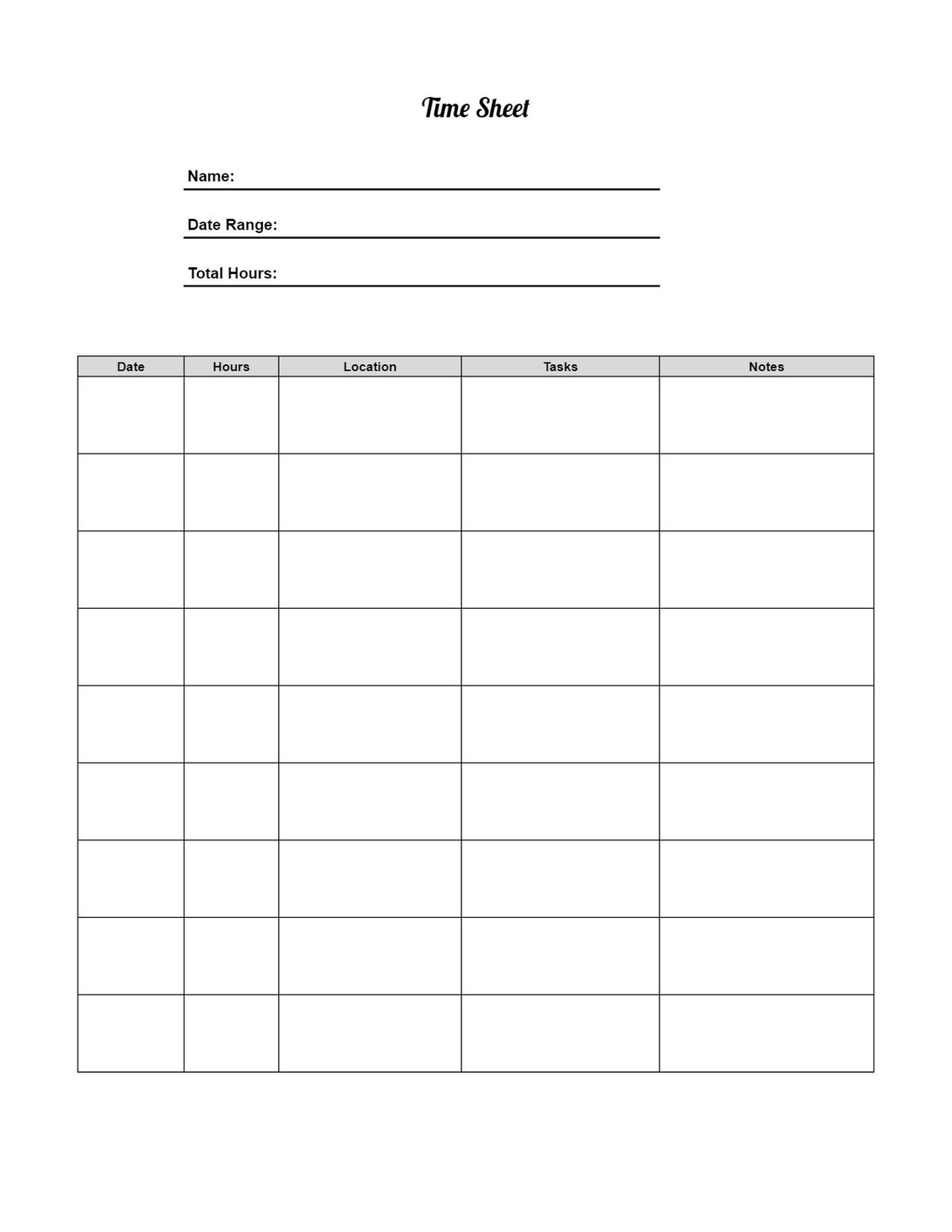 Simple Time Sheets - Etsy