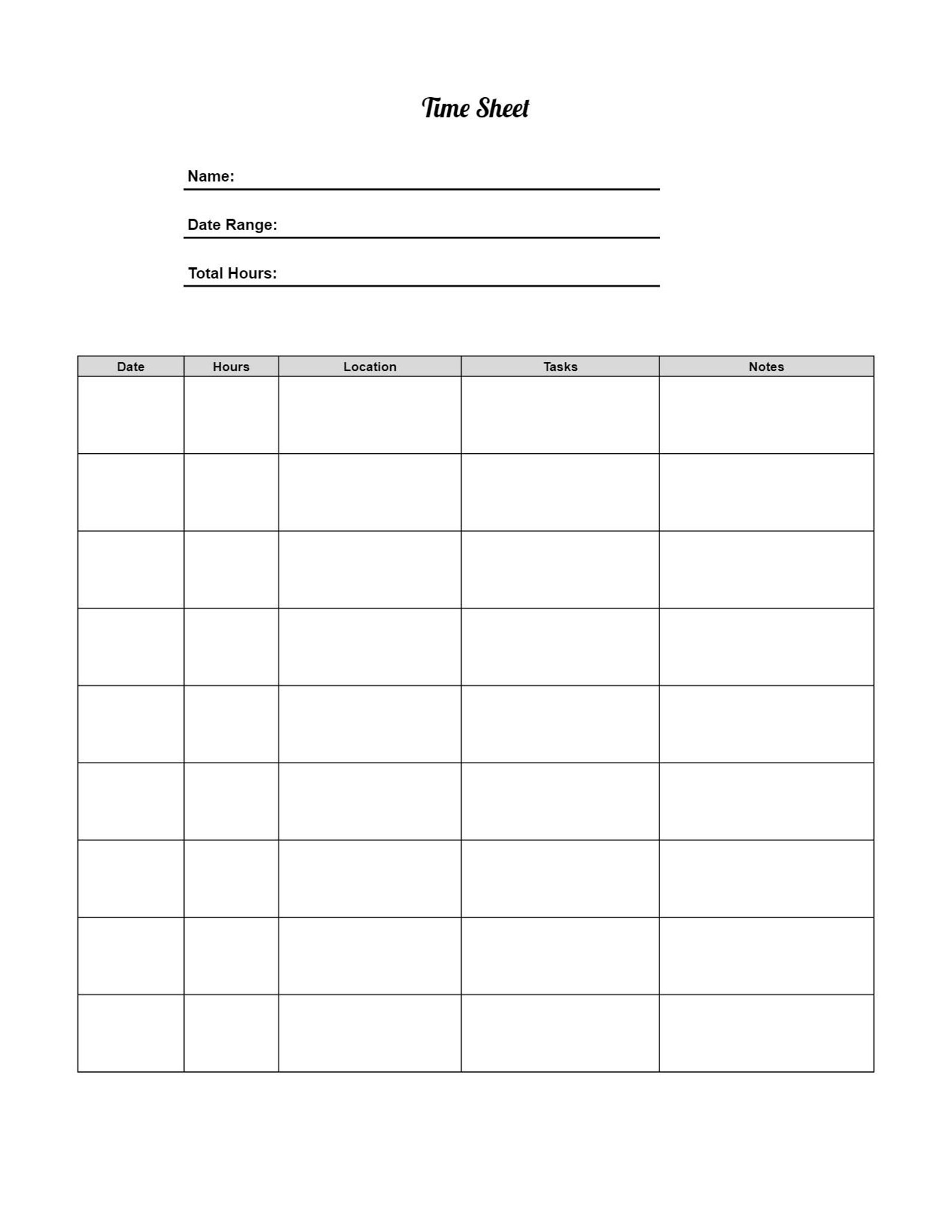 Simple Time Sheets - Etsy