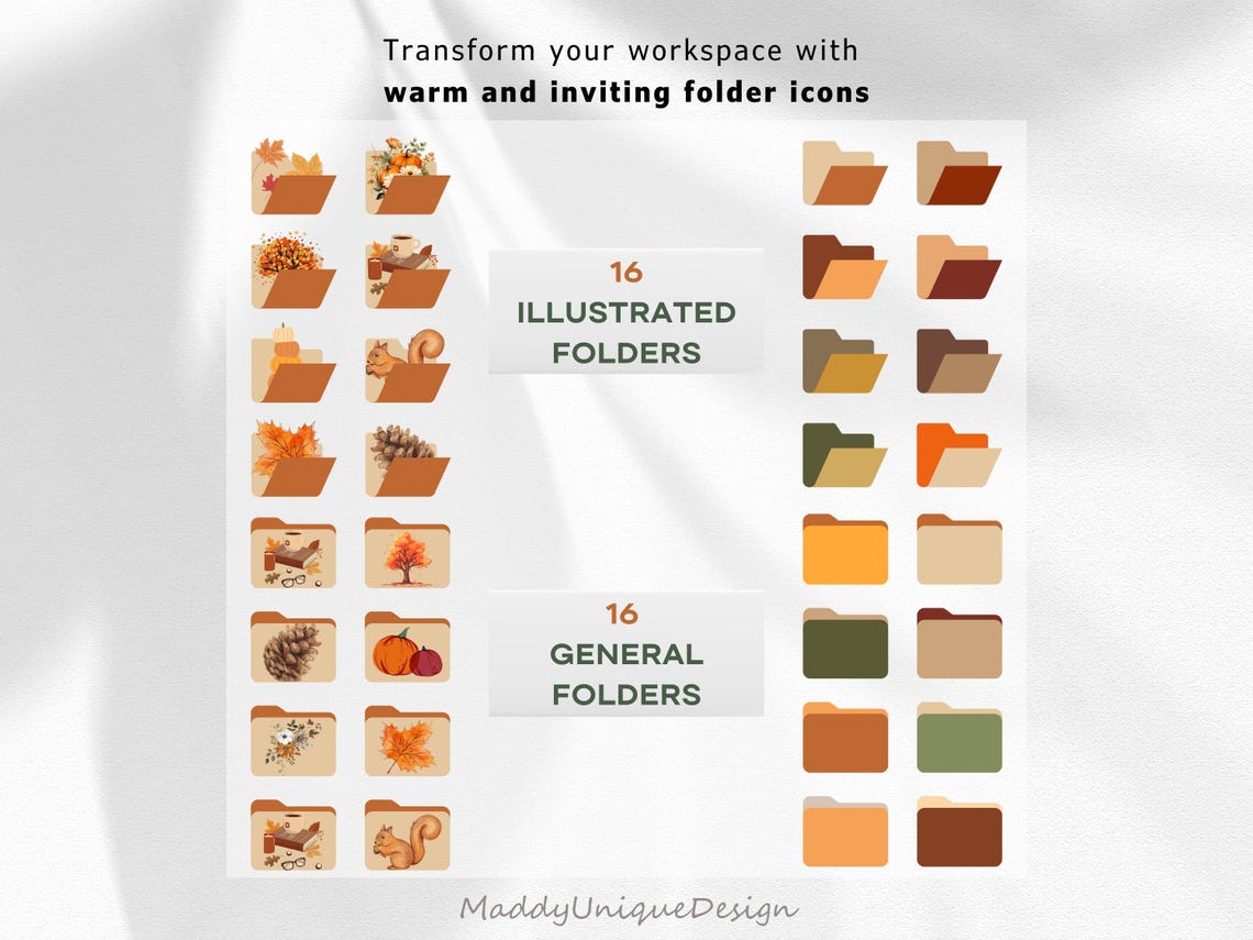 Fall Desktop Folder Icons, Autumn Desktop Icons, Orange Desktop Folders ...