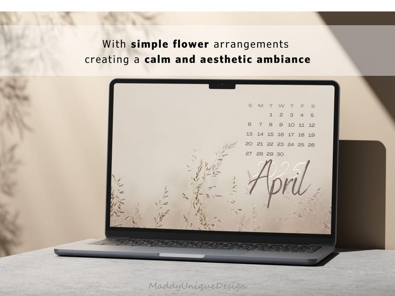 2025 Desktop Calendar Wallpaper, Aesthetic Floral Monthly Calendar ...