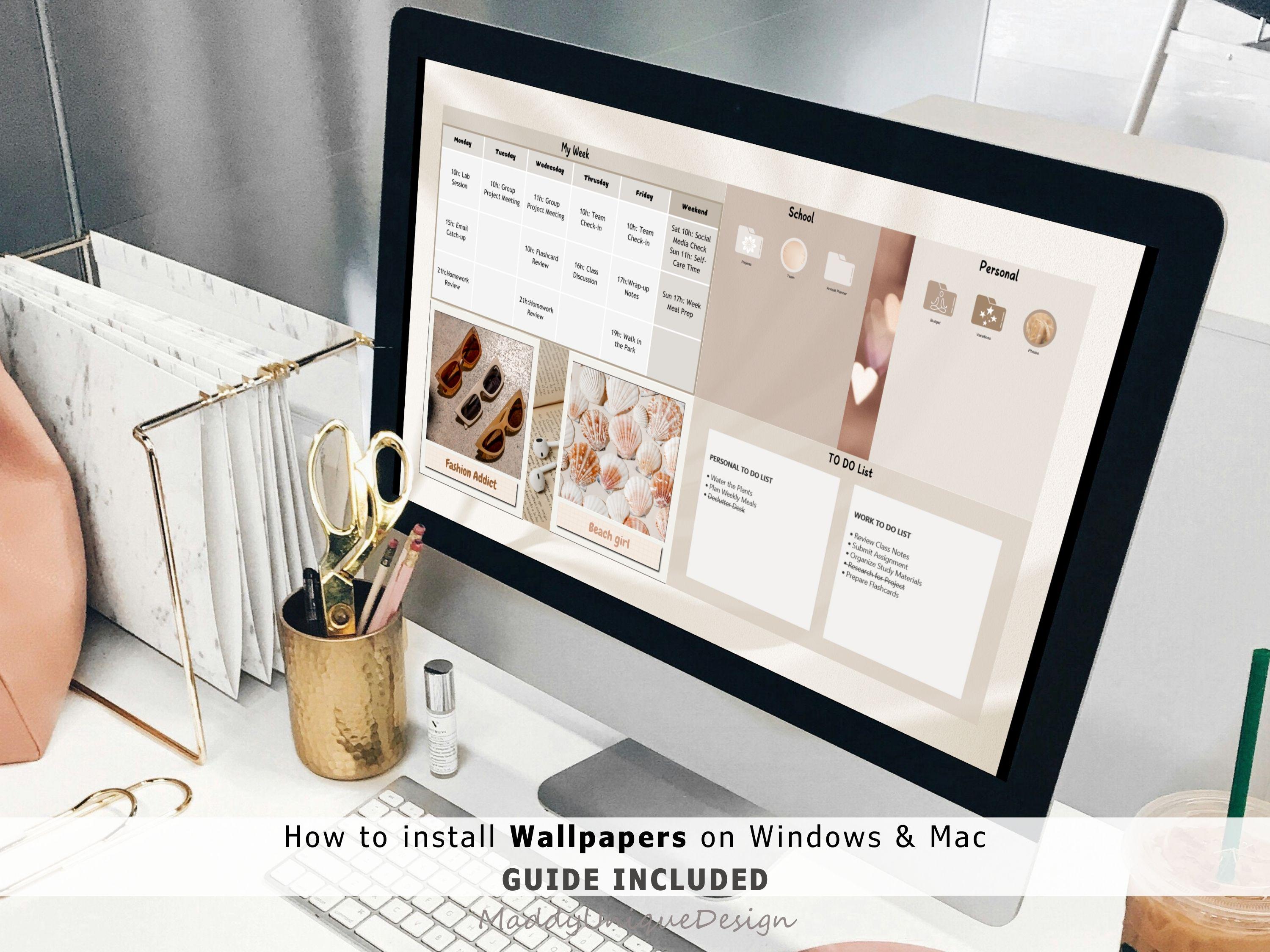 EDITABLE Desktop Wallpaper Organizer Template Weekly Schedule for ...