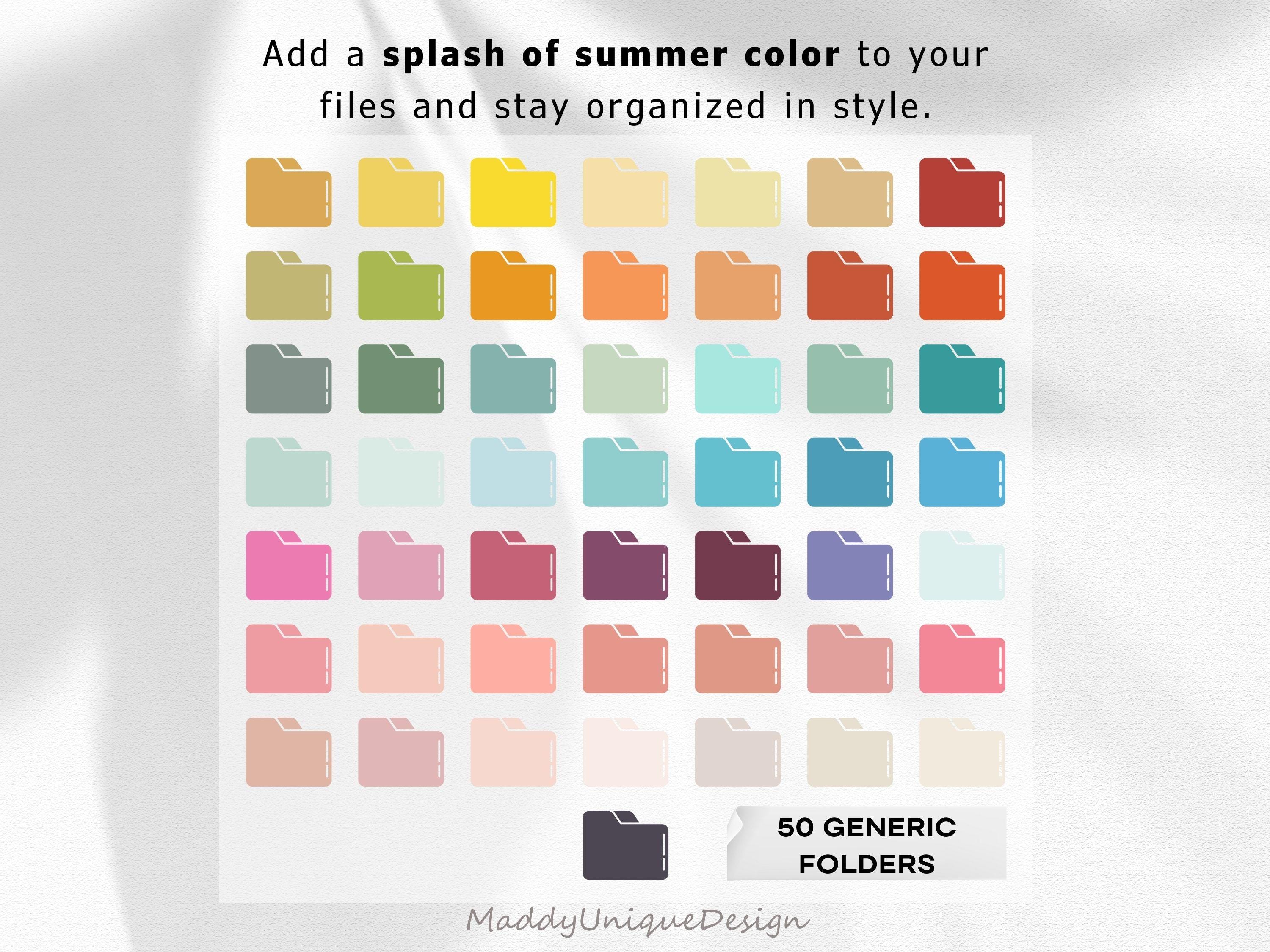 Summer Desktop Folder Icons, Colorful Desktop Icons, Beach Folder Icon ...