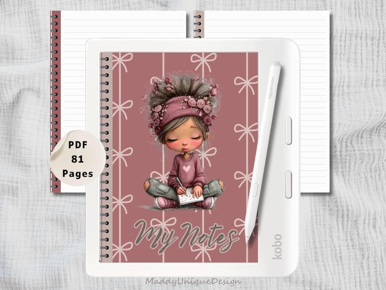 Digital Diary for Kobo Libra Colour: Girly Lined Journal Note Taking ...
