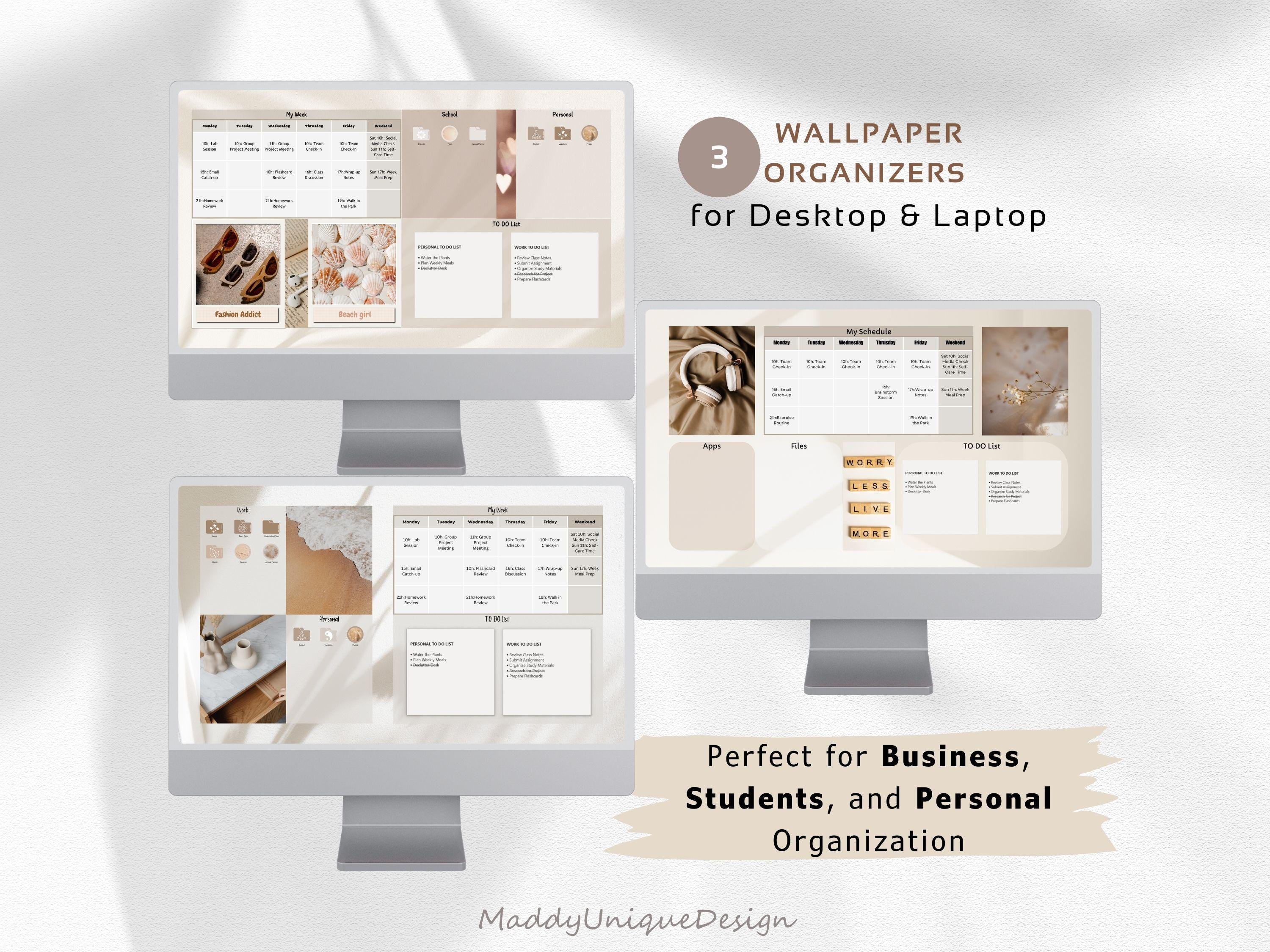 EDITABLE Desktop Wallpaper Organizer Template Weekly Schedule for ...