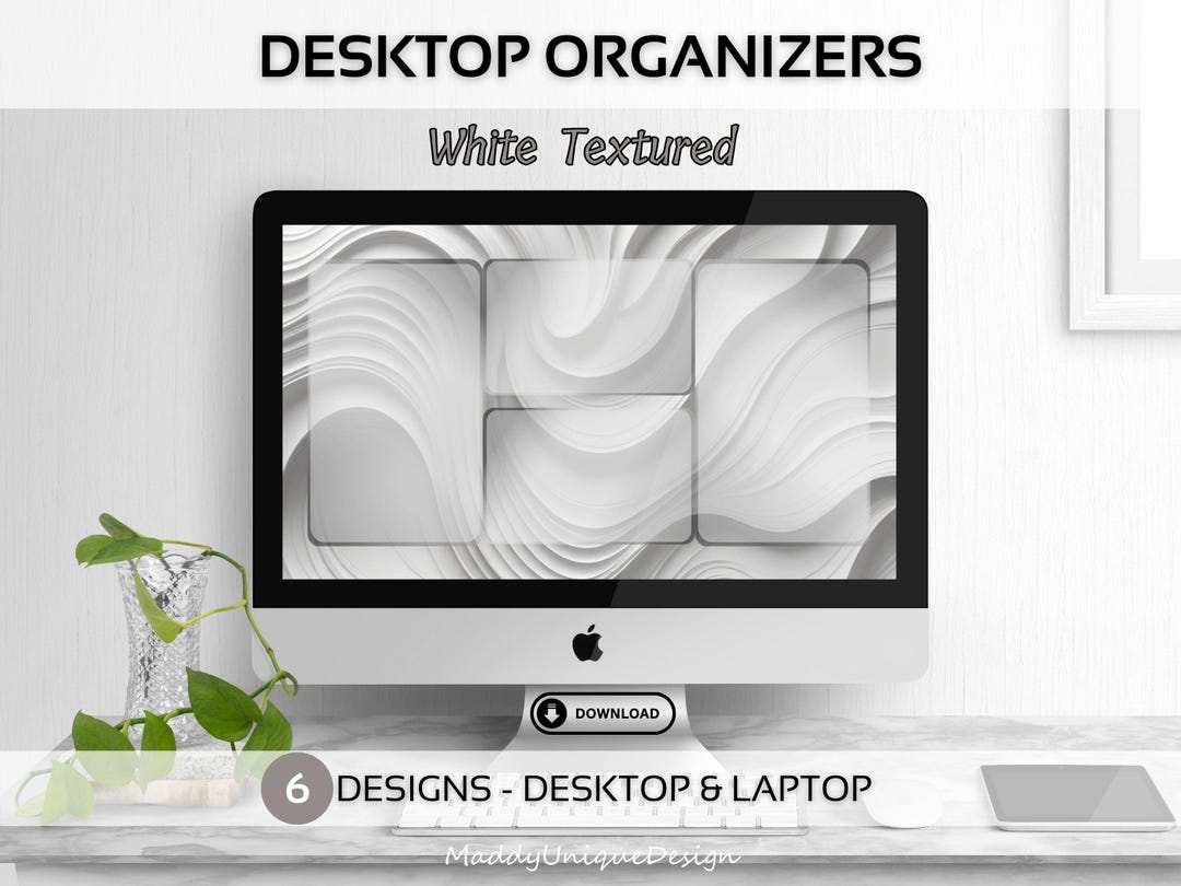 Minimalist White Desktop Organizer Wallpaper Set for Computer and ...