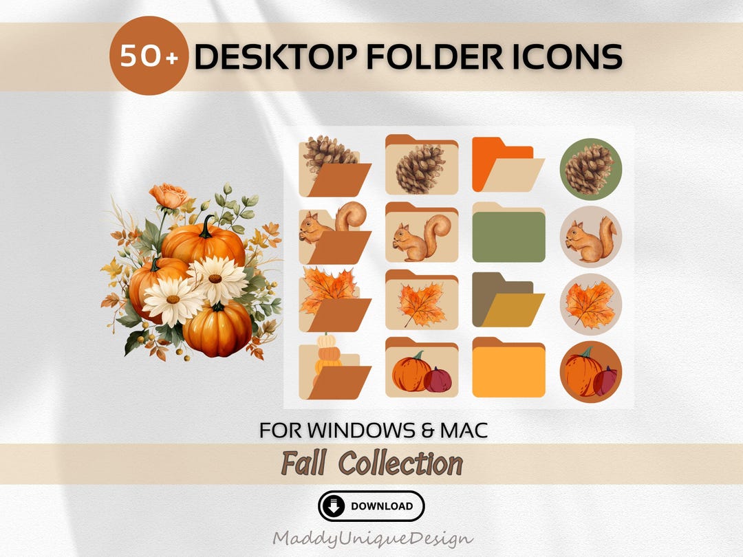 Fall Desktop Folder Icons, Autumn Desktop Icons, Orange Desktop Folders ...