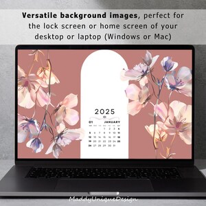 2025 Calendar Floral Desktop Wallpaper, Botanical Monthly Calendar ...