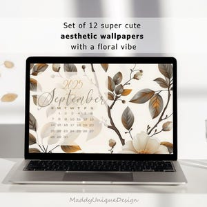 2025 Desktop Calendar Wallpaper, Retro Floral Monthly Calendar ...