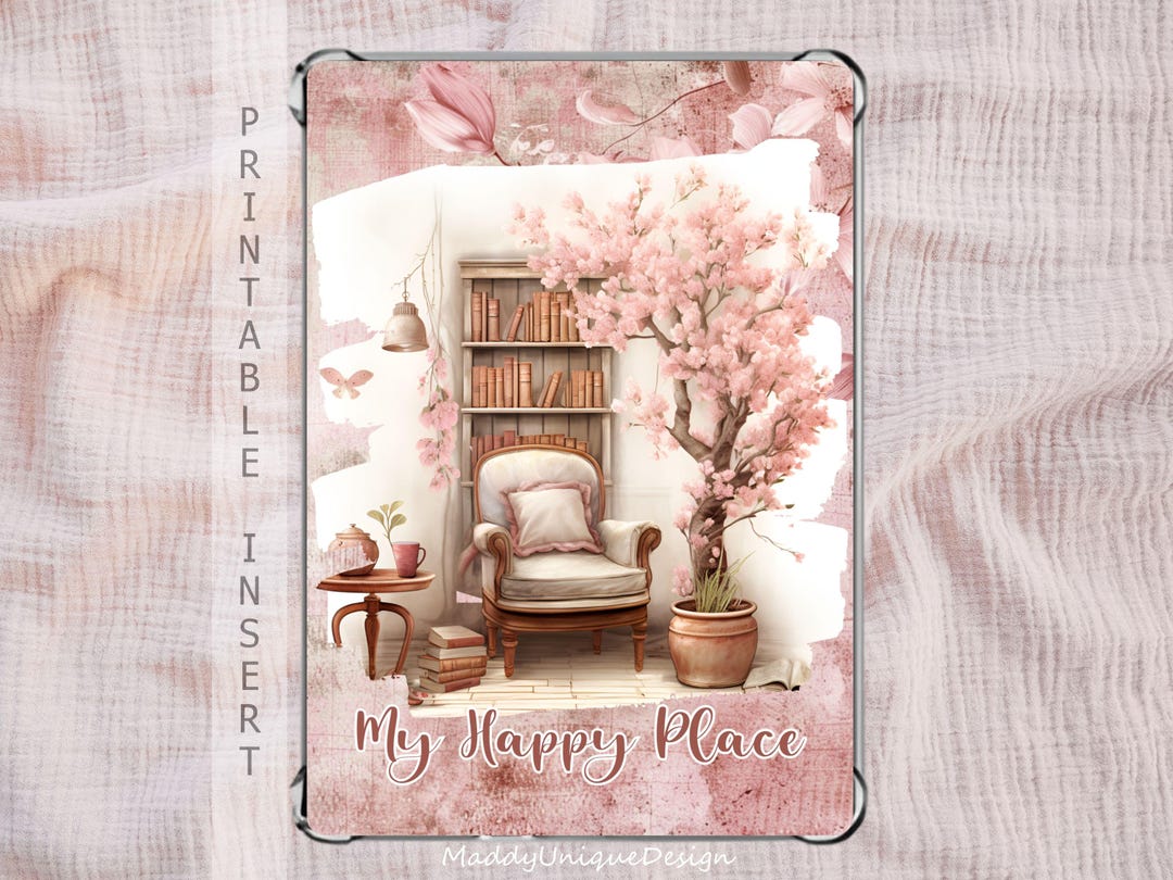 Kindle Insert, Colorsoft Paperwhite Basic Scribe, Pink Spring Bookshelf ...