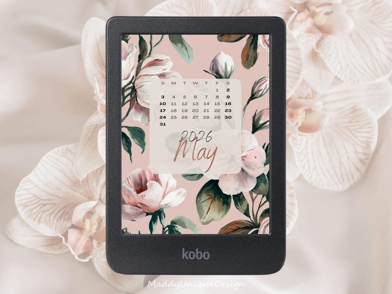 Floral Kobo Screensaver 2026 Monthly Calendar for Kobo Libra Colour ...