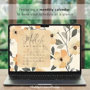 2025 Desktop Calendar Wallpaper, Retro Floral Monthly Calendar ...