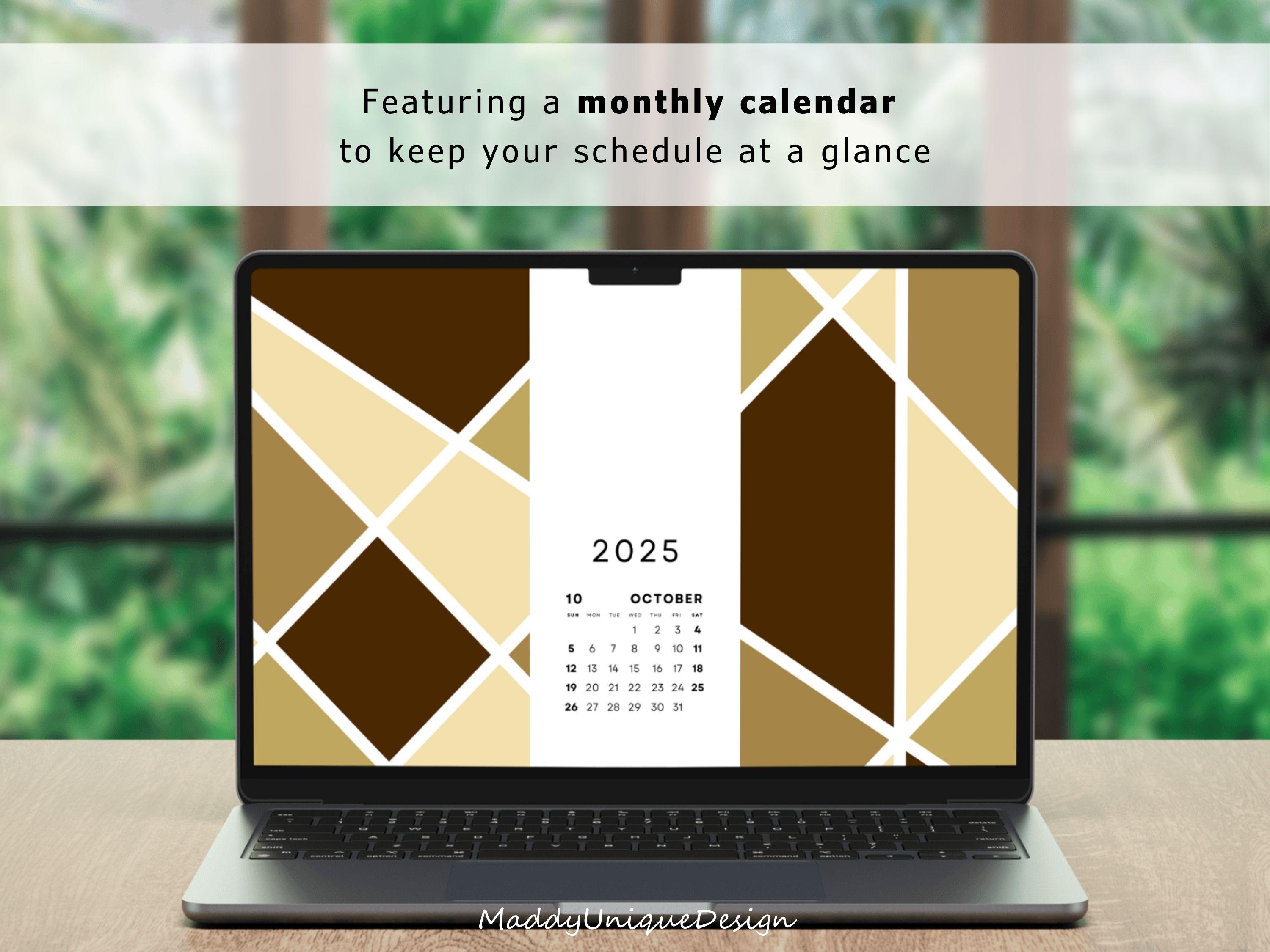 2025 Calendar Boho Desktop Wallpaper, Monthly Calendar Background for ...