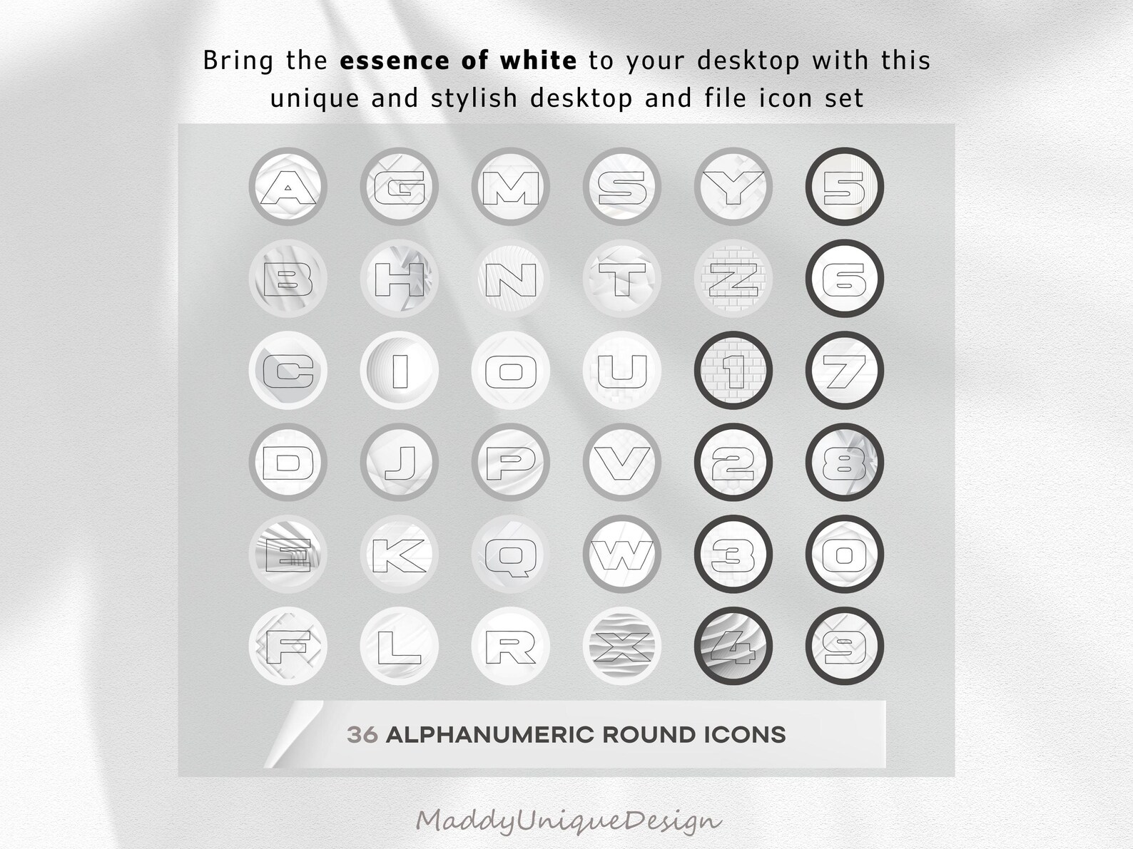 Modern White Desktop Folder Icons, Minimalist Pattern Icon Set With ...