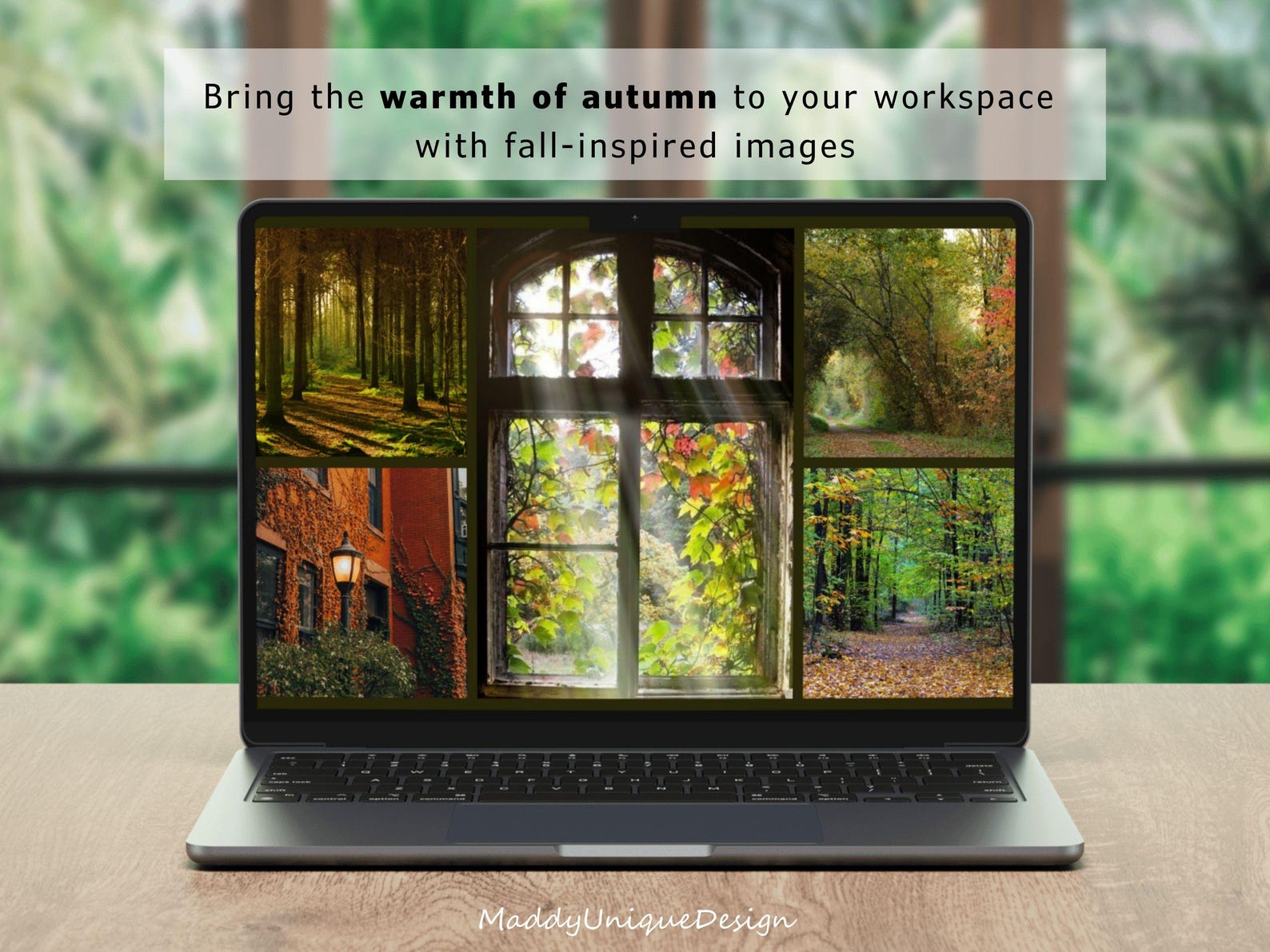 Autumn Window View Desktop Wallpapers, Fall Collage Laptop Background ...