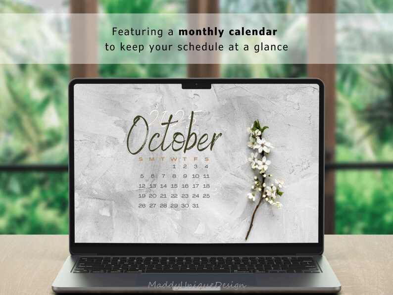2025 Desktop Calendar Wallpaper, Aesthetic Floral Monthly Calendar ...