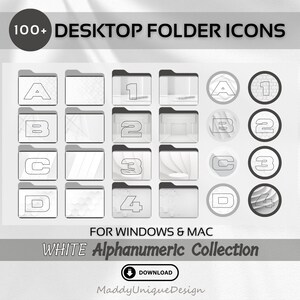 Modern White Desktop Folder Icons, Minimalist Pattern Icon Set With ...