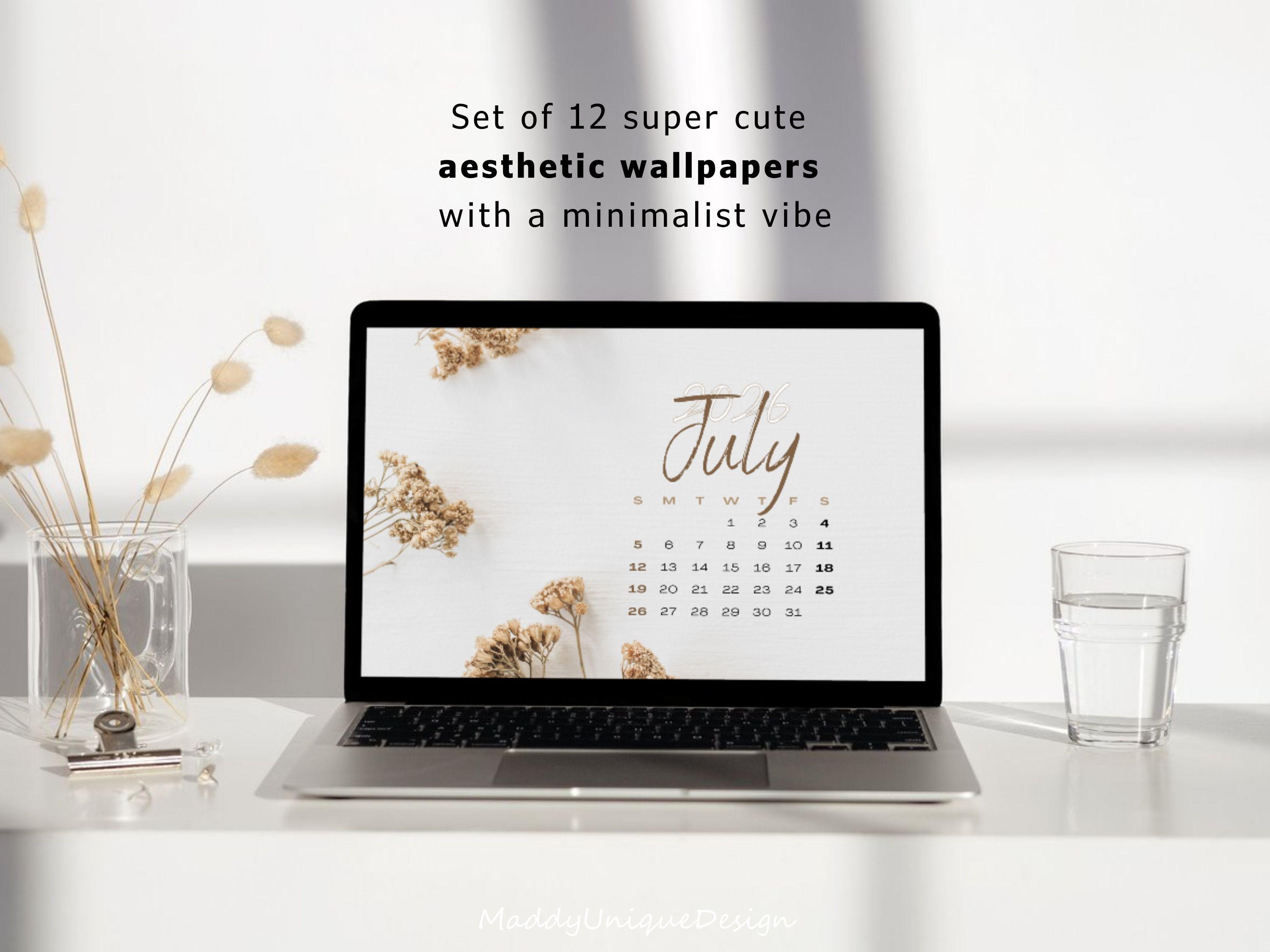 2026 Desktop Calendar Wallpaper, Aesthetic Floral Monthly Calendar ...