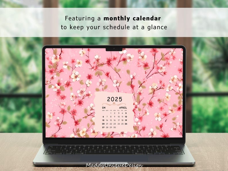 2025 Calendar Floral Desktop Wallpaper, Pink Monthly Calendar ...