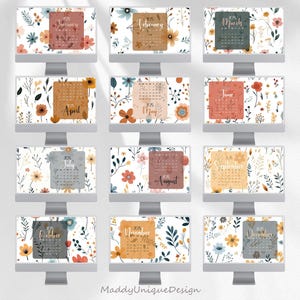 2025 Floral Desktop Calendar Wallpaper, Botanical Monthly Calendar ...