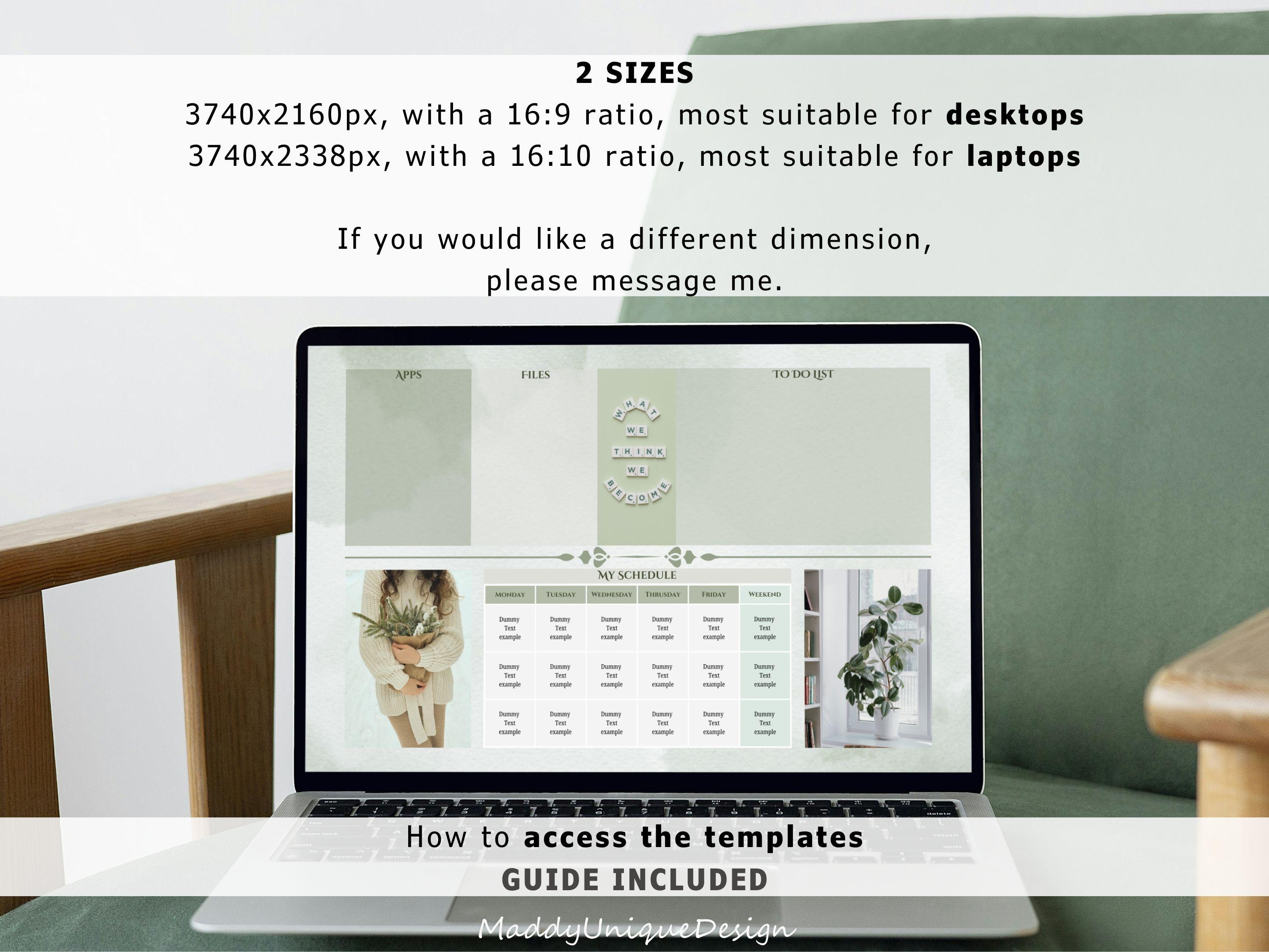 EDITABLE Desktop Wallpaper Organizer Green Template Weekly Schedule for ...