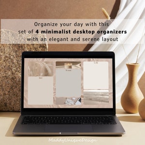 Neutral Wallpaper Organizer With Desktop Folder Icons, Beige Desktop ...