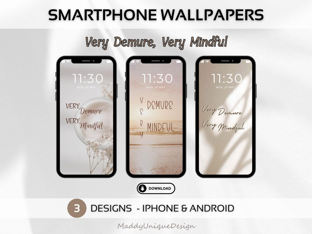 Very Demure Very Mindful Phone Background Set, Feminine Minimalist ...
