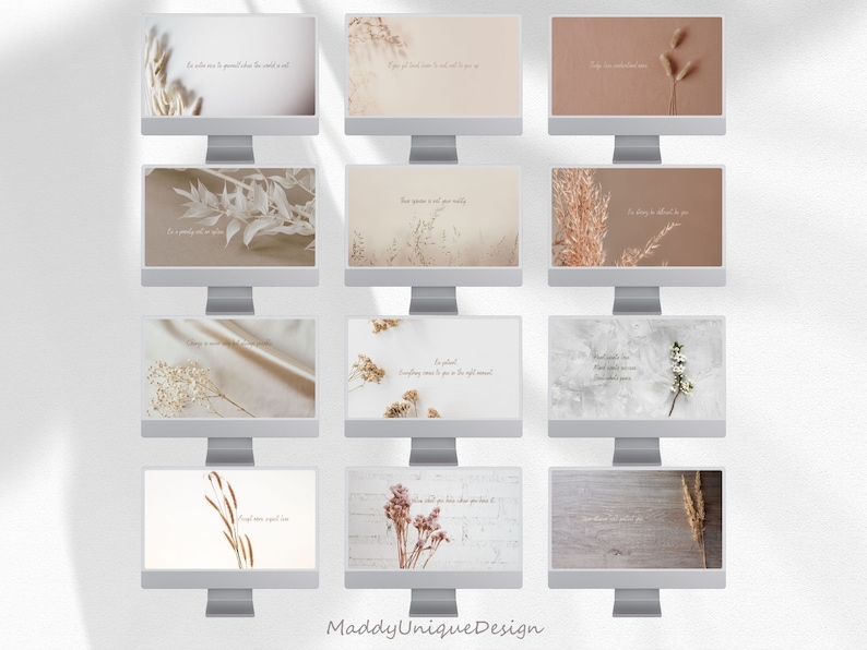 Boho Desktop Wallpaper Floral Desktop Background Minimalist Computer ...