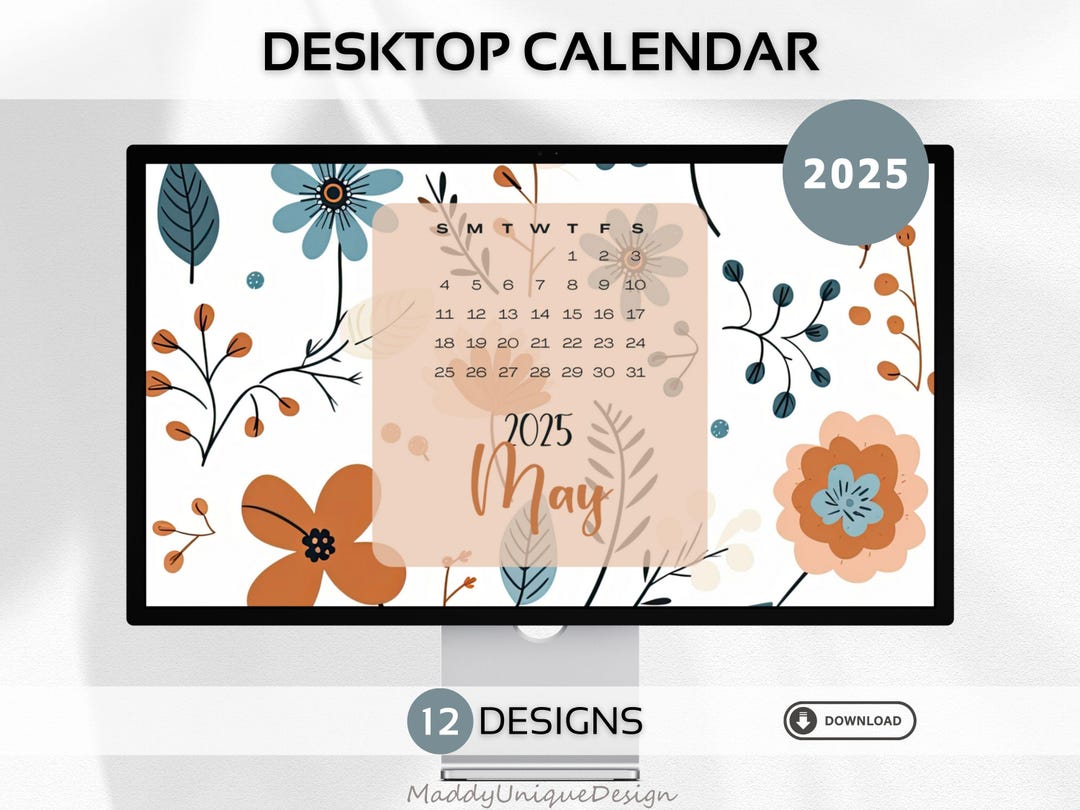 2025 Floral Desktop Calendar Wallpaper, Botanical Monthly Calendar ...