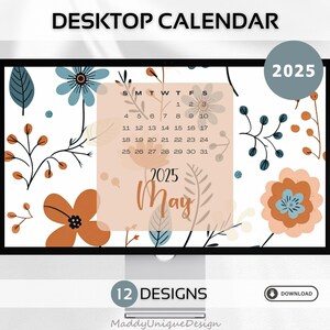 2025 Floral Desktop Calendar Wallpaper, Botanical Monthly Calendar ...