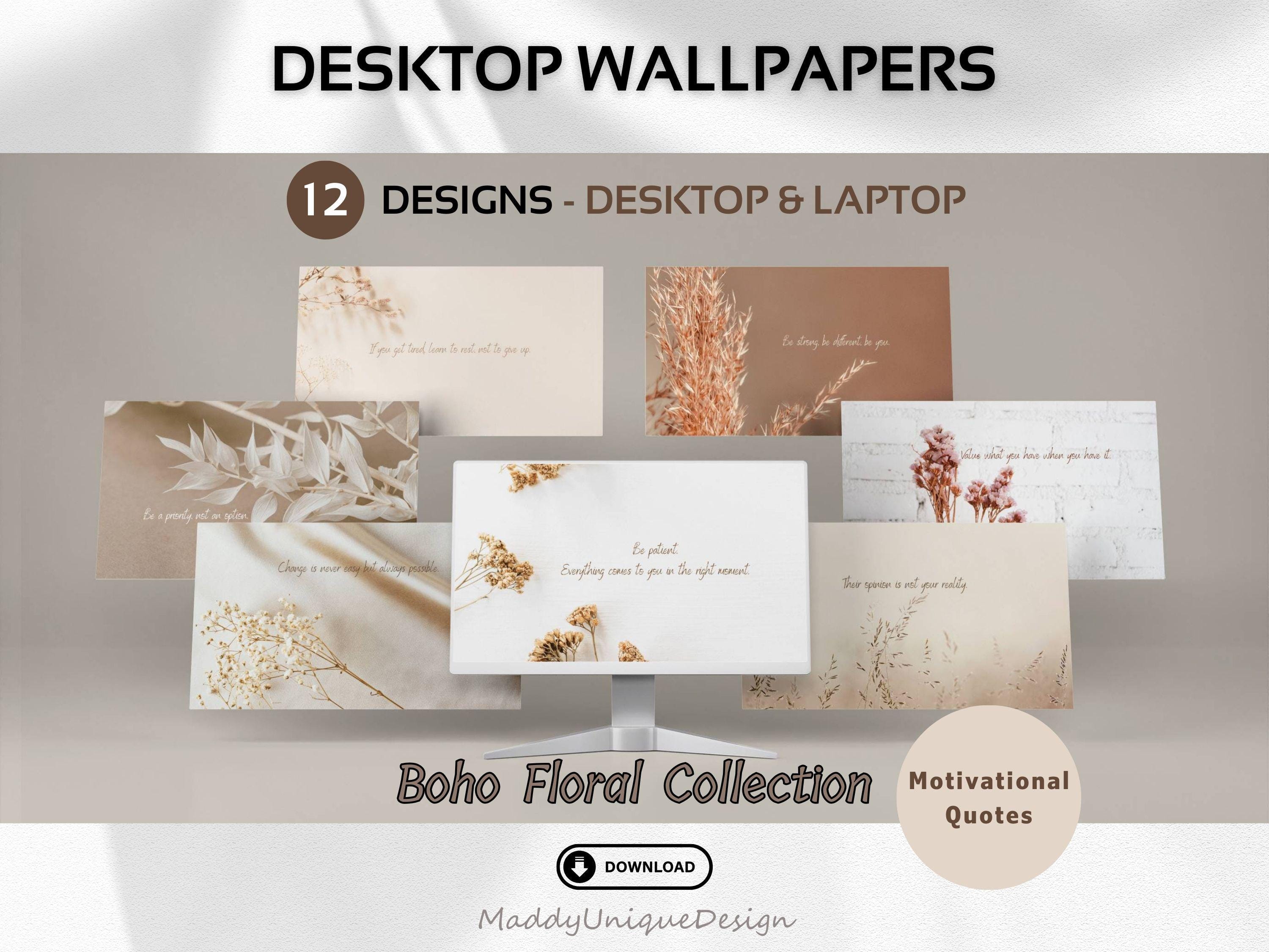 Boho Desktop Wallpaper Floral Desktop Background Minimalist Computer ...