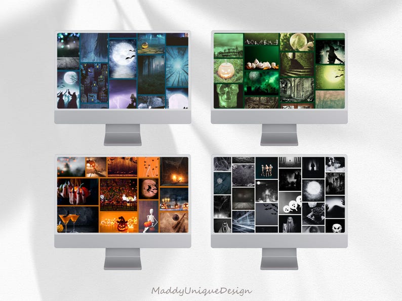 Halloween Desktop Wallpapers, Spooky Collage Laptop Background, Fall ...