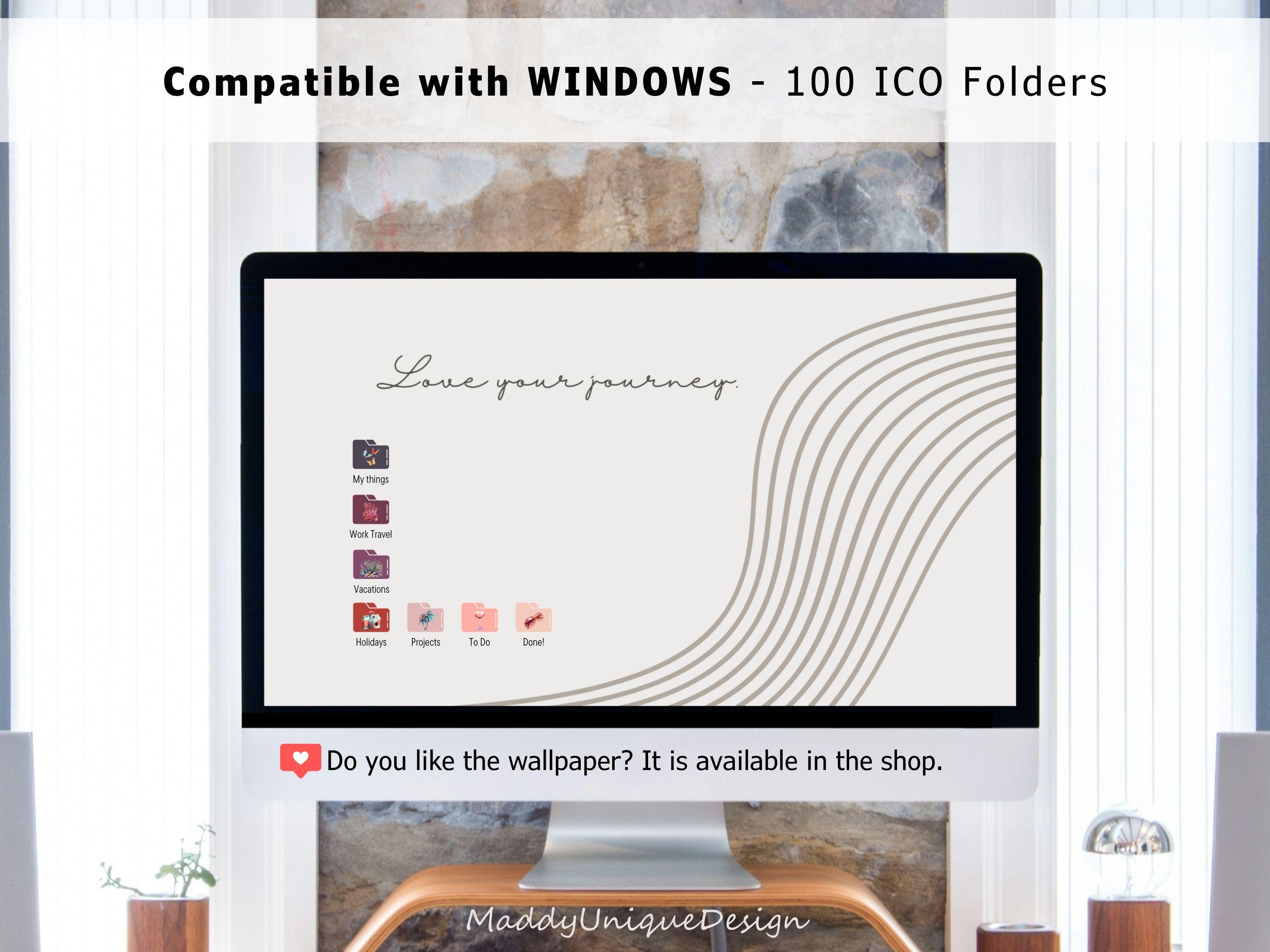 Summer Desktop Folder Icons, Colorful Desktop Icons, Beach Folder Icon ...
