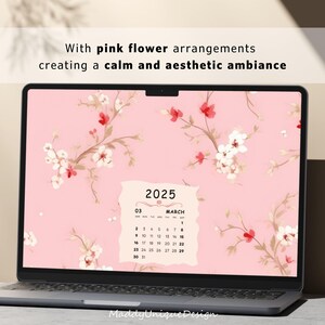 2025 Calendar Floral Desktop Wallpaper, Pink Monthly Calendar ...