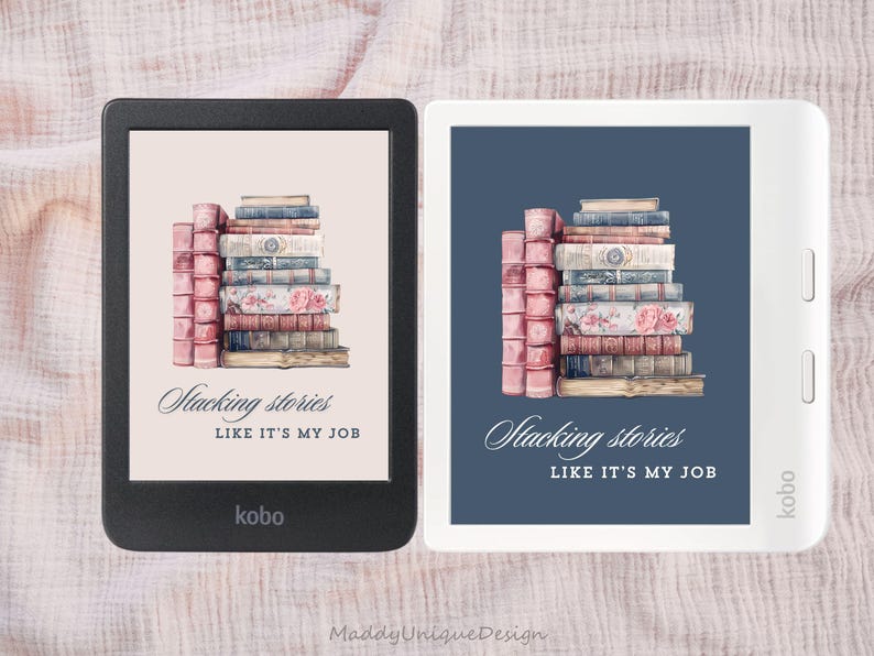 Kobo Lockscreen Stacked Books, Kobo Libra Colour, Kobo Clara Colour ...