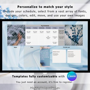 EDITABLE Desktop Wallpaper Organizer Blue Template Weekly Schedule for ...