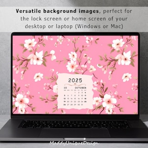 2025 Calendar Floral Desktop Wallpaper, Pink Monthly Calendar ...