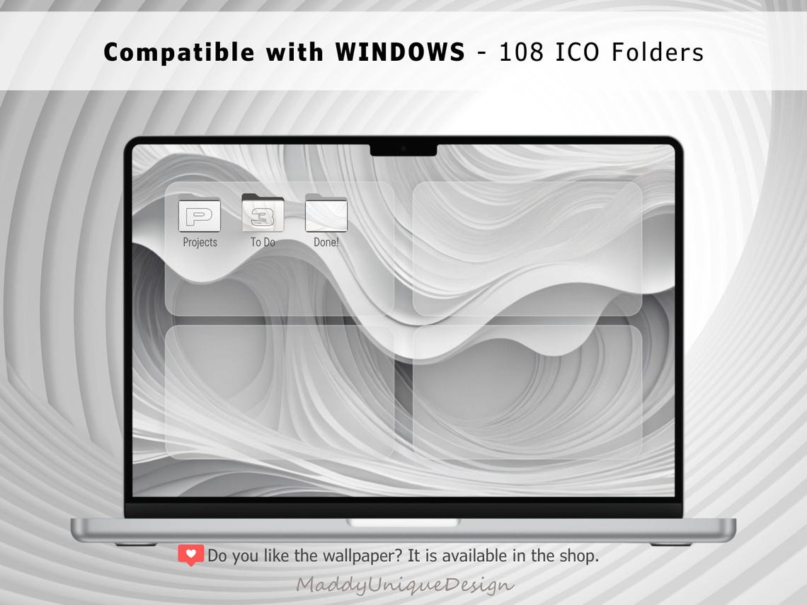 Modern White Desktop Folder Icons, Minimalist Pattern Icon Set With ...