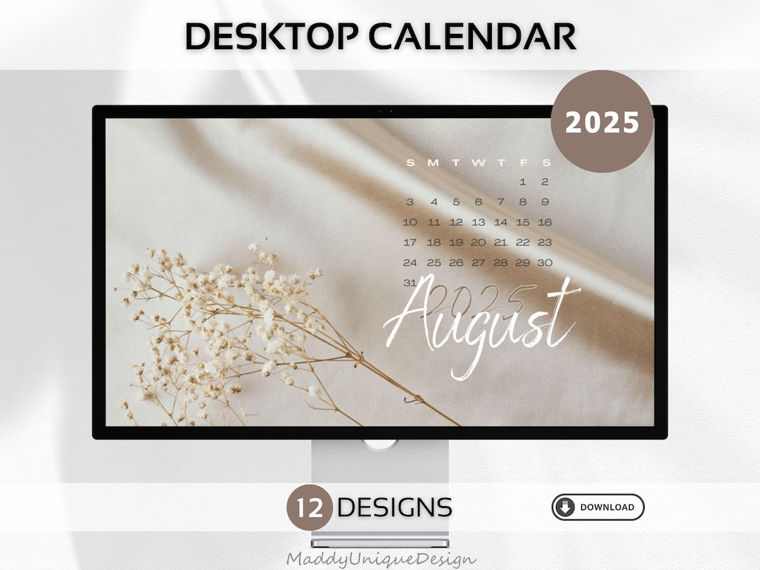2025 Desktop Calendar Wallpaper, Aesthetic Floral Monthly Calendar ...