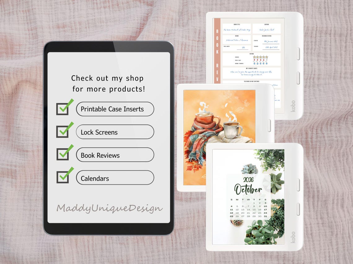 Kobo Case Insert Printable, Libra Colour, Clara Colour & BW, Coquette ...