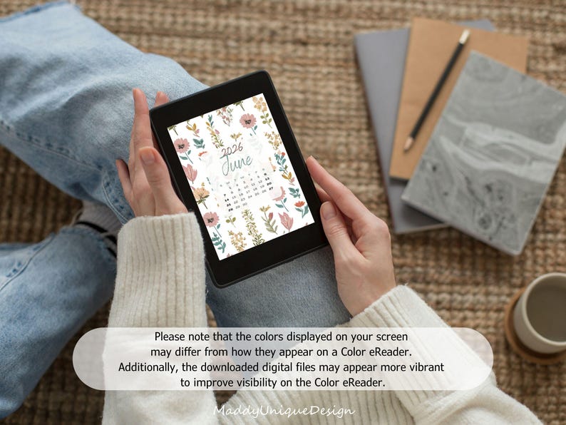 Floral Kobo Screensaver 2026 Monthly Calendar for Kobo Libra Colour ...