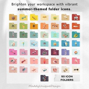 Summer Desktop Folder Icons, Colorful Desktop Icons, Beach Folder Icon ...