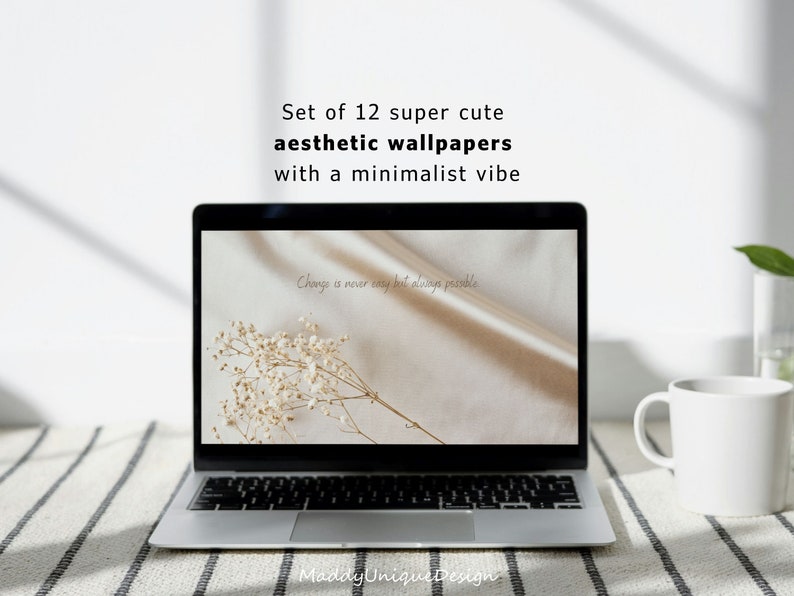 Boho Desktop Wallpaper Floral Desktop Background Minimalist Computer ...