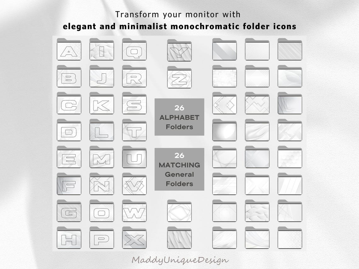 Modern White Desktop Folder Icons, Minimalist Pattern Icon Set With ...