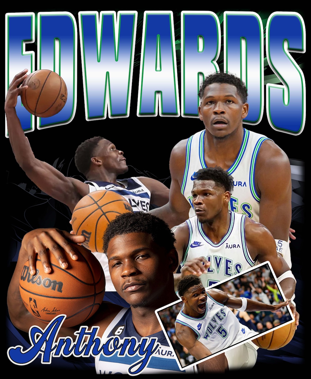 Anthony Edwards T Shirt Design PNG Instant Download - Etsy