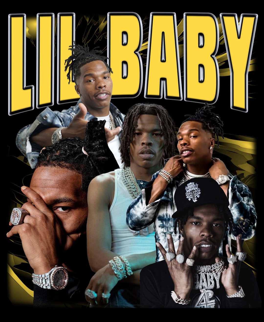 Lil Baby PNG T-SHIRT |rap Tee Jumbo Graphic Print Savage Mode |rare Hip ...